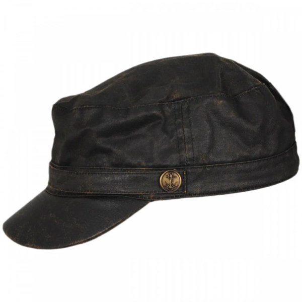 The Cadet Brown Leather Military Hat For Men