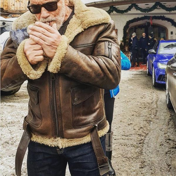 Arnold Schwarzenegger Shearling Leather Jacket