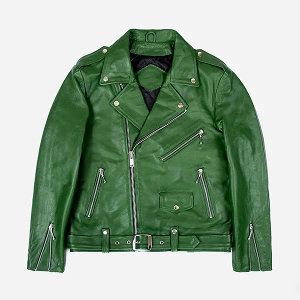 Cactus Green Motorcycle Leather Jacket for Men