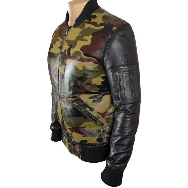 Military Bomber Leather Jacket for Modern Adventure